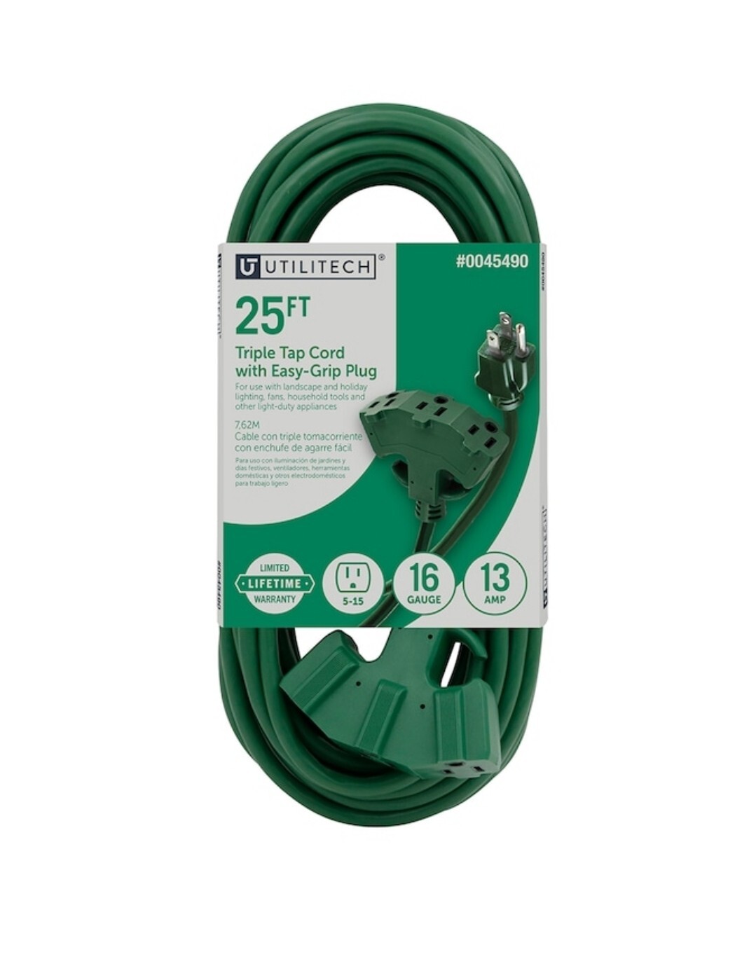 25' Foot Triple Tap 3 Prong Outdoor Extension Cord 3 way split | eBay