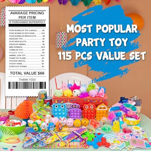 115 PCS Party Favors Toy for Kids 3-4-8-12, Pinata Stuffers, Goody Bag ...
