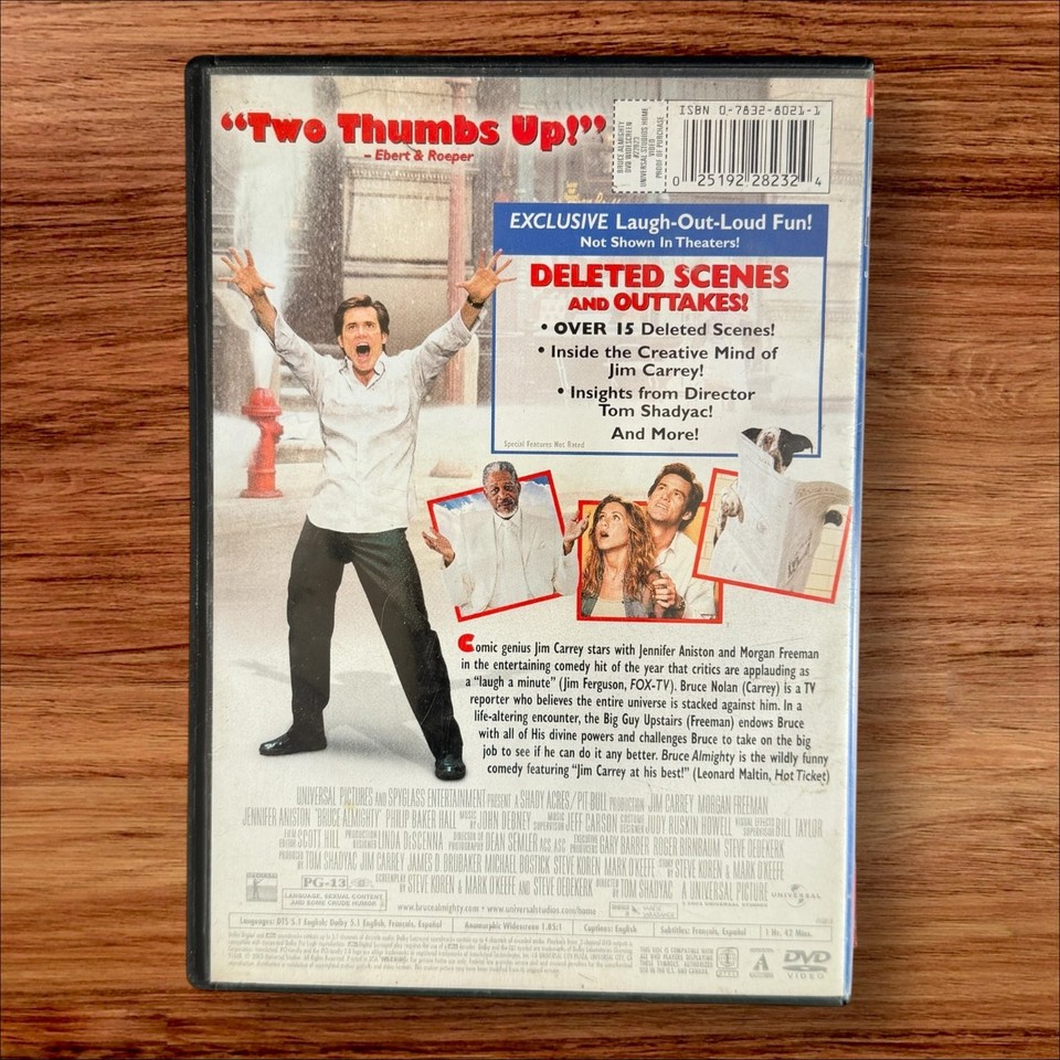 Bruce Almighty DVD 2003 Jim Carrey Jennifer Aniston Morgan Freeman Tom ...