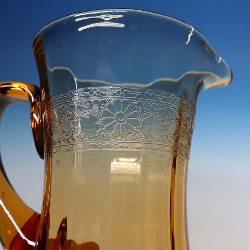 Vintage Fostoria Glass Etched Seville Amber - Handled Water Pitcher ...