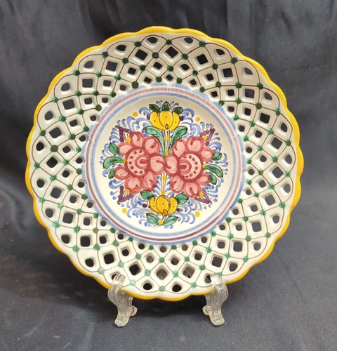Vintage Modra Slovakia Pottery, Reticulated Floral Wall Plate | eBay