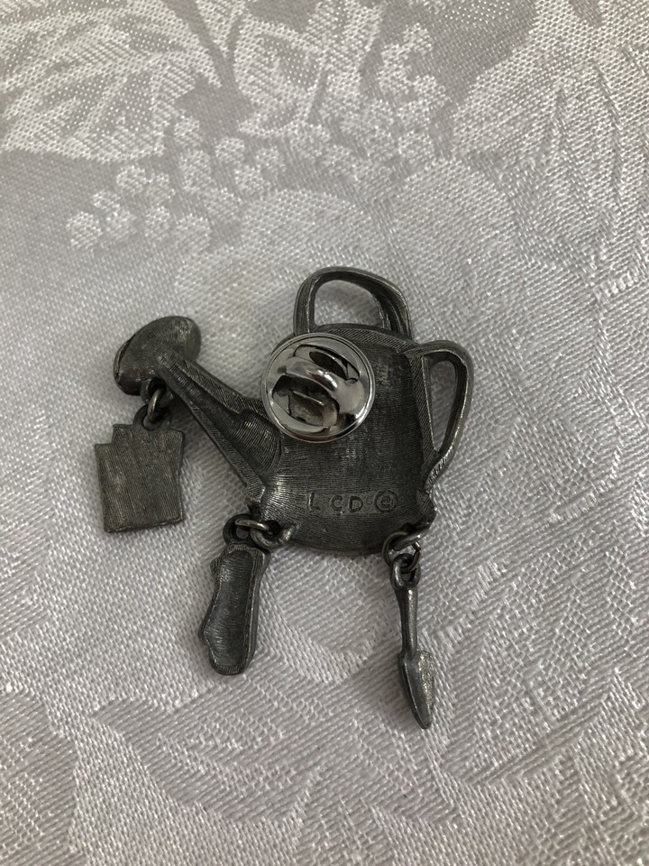 Vintage LCD Lapel Pin Gardening Watering Can Lindsay Claire Designs ...