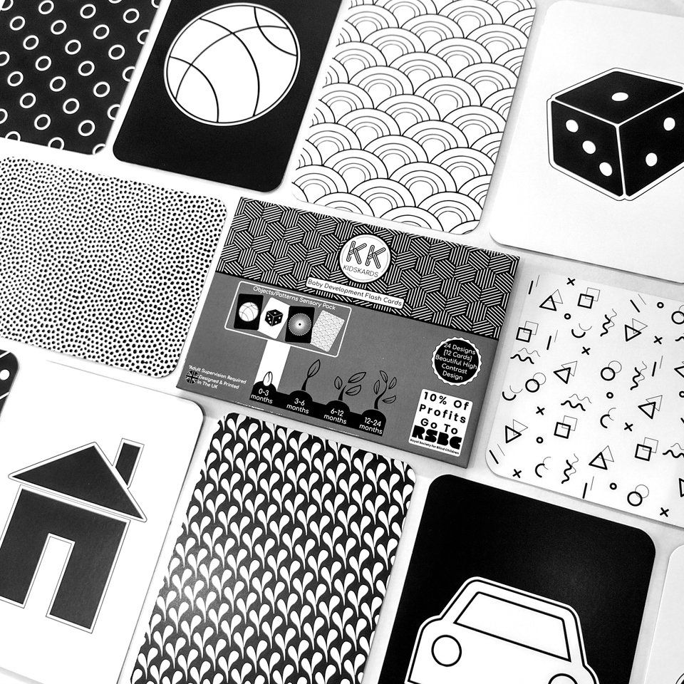 24 Design Black White Colour Baby Sensory Development Flash Cards ...