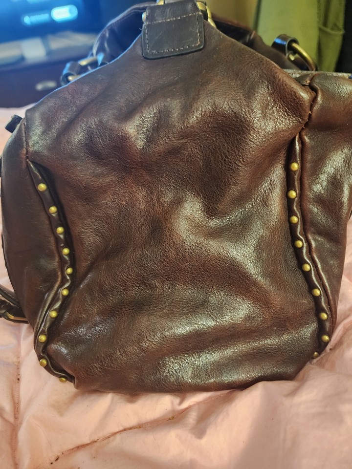 FRYE BROOKE STUDDED SATCHEL CROSSBODY *VERY GOOD/ EX CONDITION , HEAVY ...