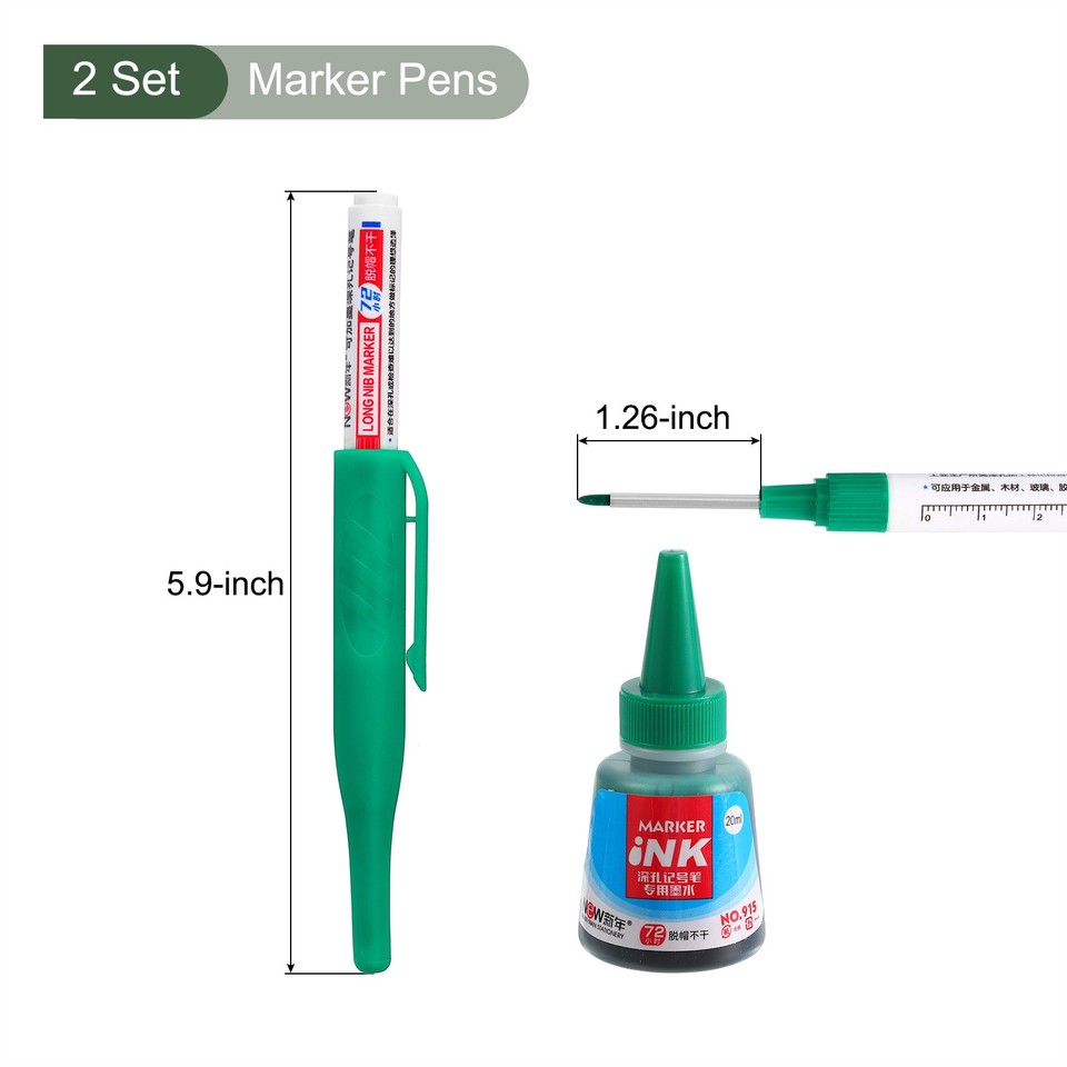2 Pcs Deep Hole Marker Pens, Green Ink Pen with Long Tip with Ink | eBay UK