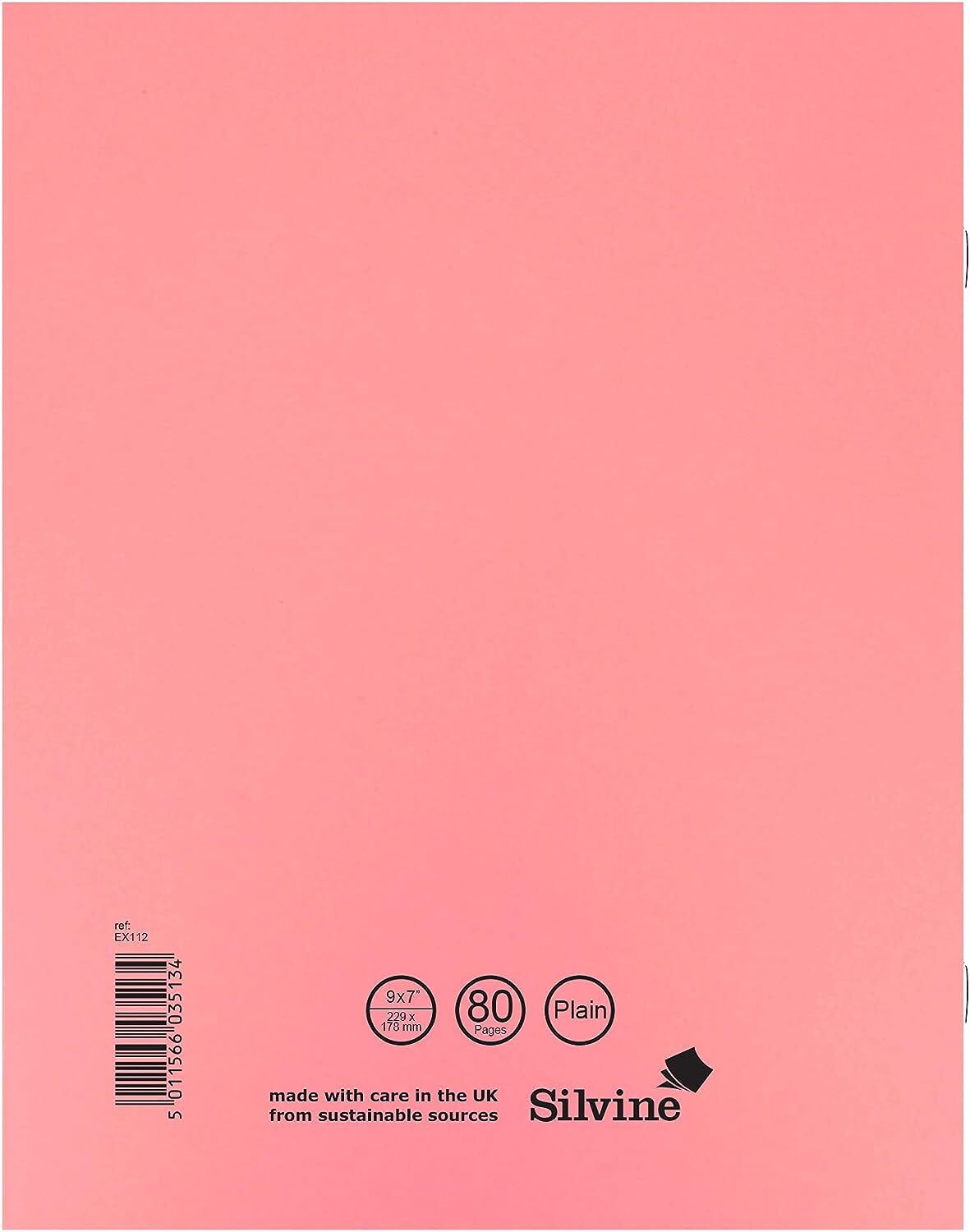 Silvine Exercise Book Plain 229x178mm Pink (Pack of 10) 9x7 Plain Pink ...