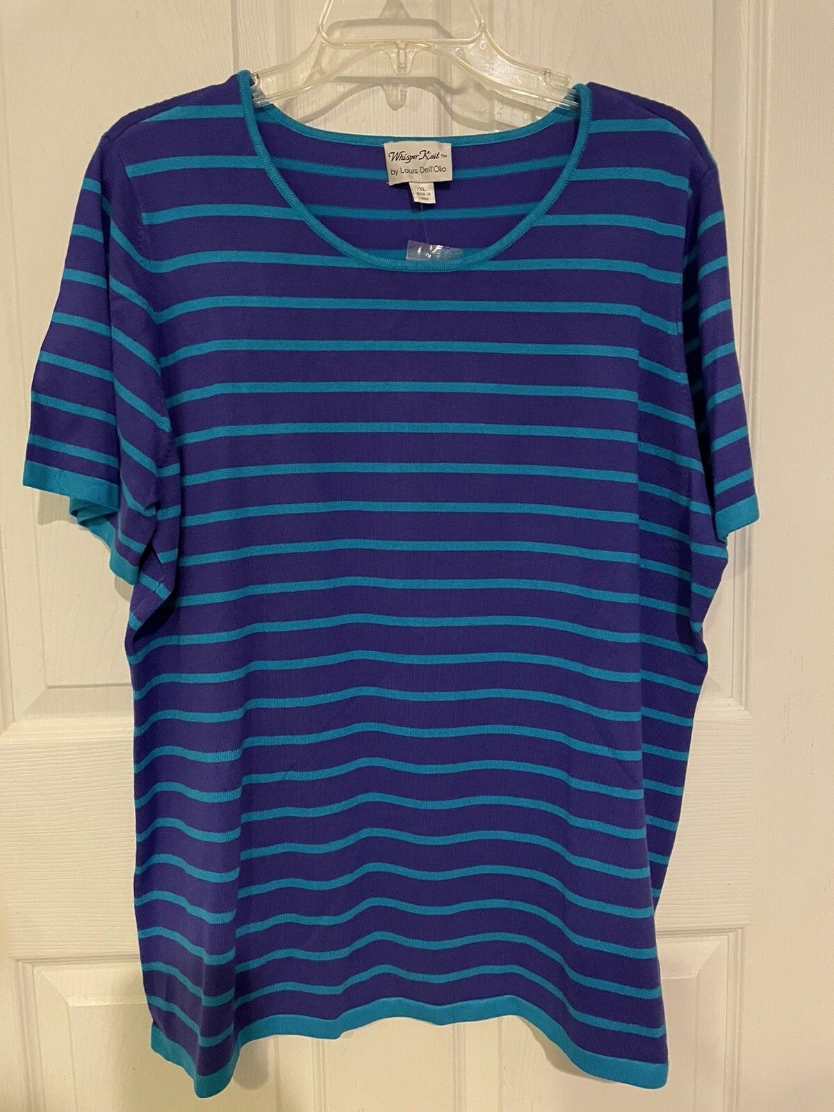 Whisper Knit By Louis Dell’ Olio Short-Sleeve Sweater Top XL Purple ...