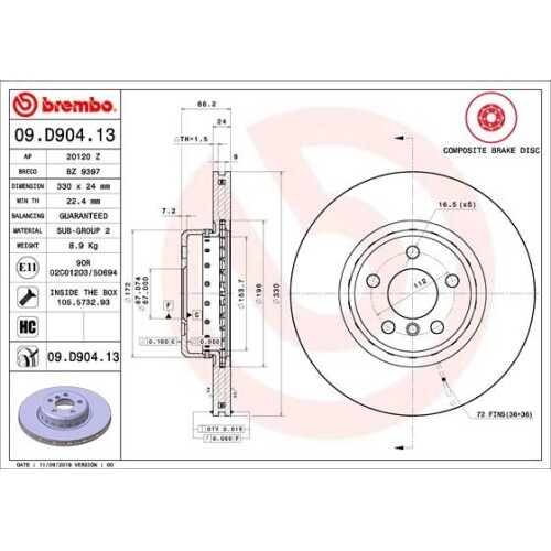BREMBO Disque de frein pour BMW TOYOTA 09.D904.13 | eBay