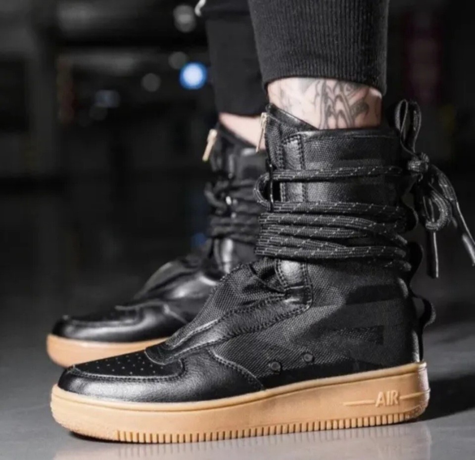 Nike SF Air Force 1 High Trainers AF1 - Black Gum Rare 2017 Mens Size ...