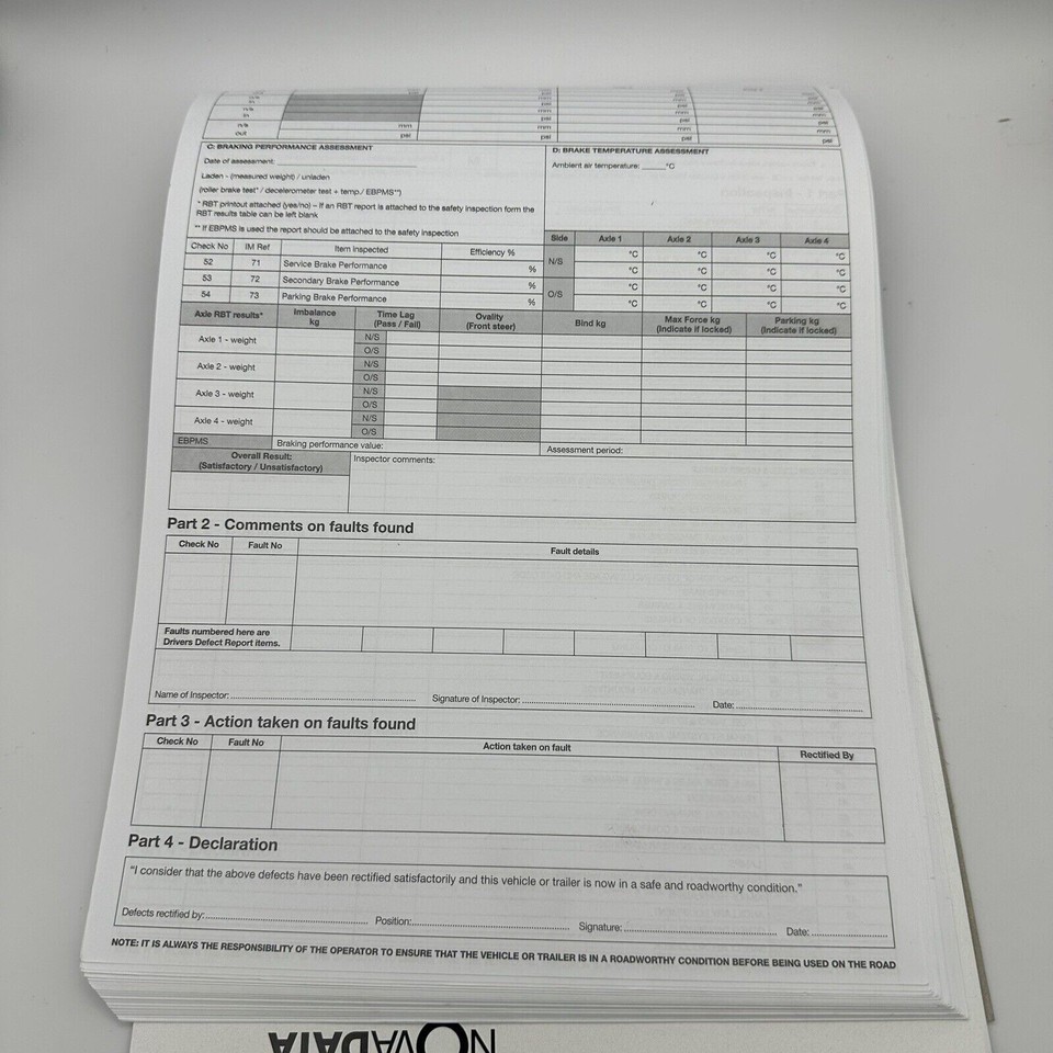 50 page PCV PSV Bus Coach Maintenance Inspection Pad DVSA VOSA | eBay UK
