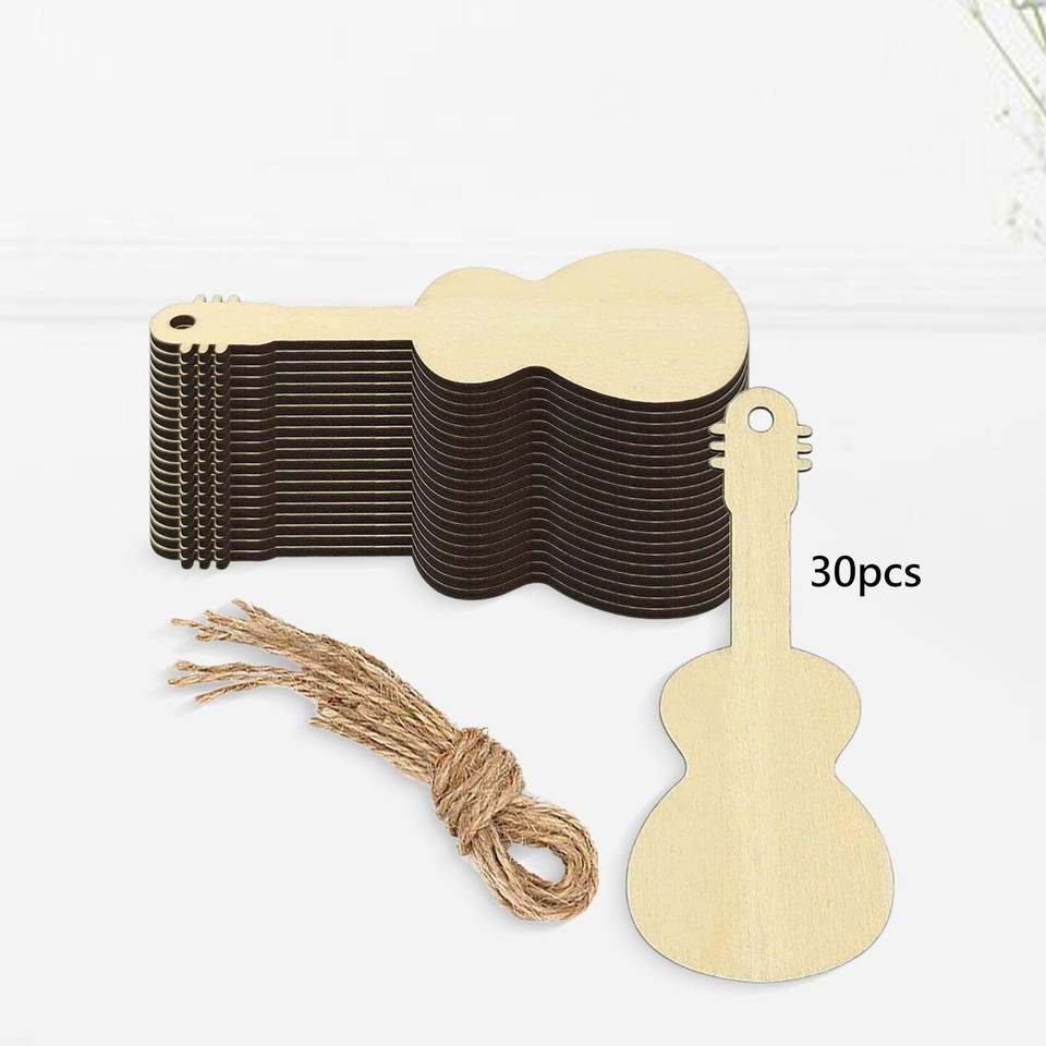 30 Pieces Wooden Guitar Cutouts Blank Wood Pieces for Drawing DIY Craft ...