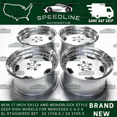 17 INCH MERCEDES RIMS WHEELS DEEP Dish Lip Style MONOBLOCK NEW SET 4 ...
