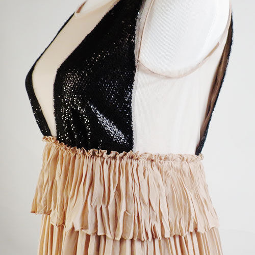 BCBG MAX AZRIA Averil SEXY Nude Crinkled and Sequin Cocktail Dress XXS ...