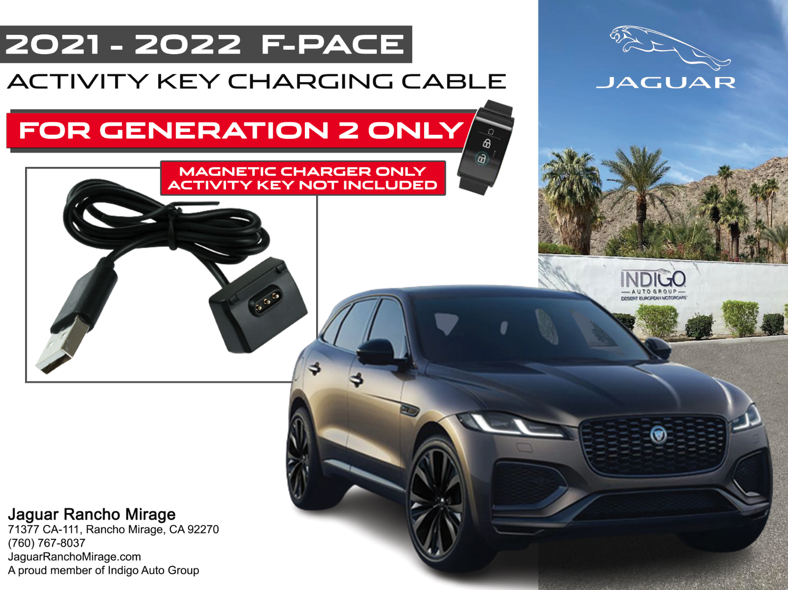 2021-2022 Jaguar F-PACE Activity Key Watch Wristband Spare Magnetic USB ...