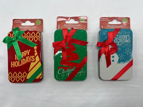 3pk Holiday Gift Card Tin Holder Christmas Display Gift Boxes 4.5"x3.5 ...