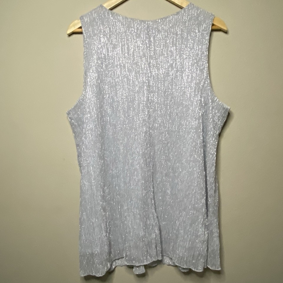 Catherines Sleeveless Shell Blouse Women 1X 18/20W Silver Metallic ...