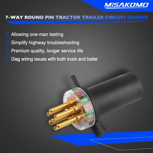 7-Way Round Pin Tractor Trailer Light Tester One-Man Testing Circuit ...