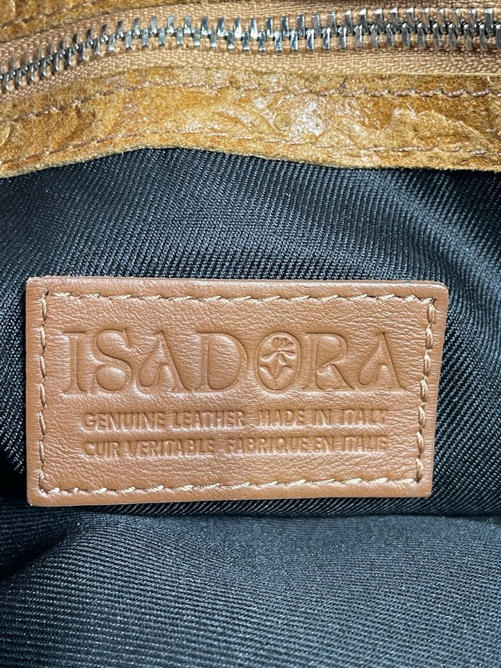 ISADORA Italian Leather LARGE Handbag Tote Tooled, Brown | eBay