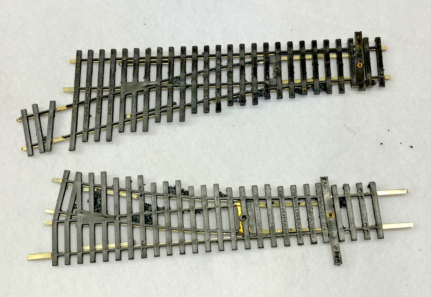 1 pair Shinohara, HO Scale, #4 Switches, Nickel Silver, Code 100 (Lot ...
