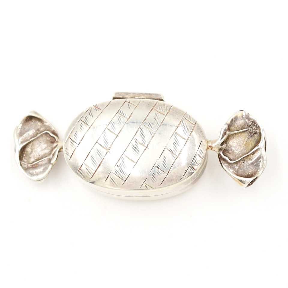 Sterling Silver 925 Stripped Candy Wrapper Hinged Storage Pill Box | eBay
