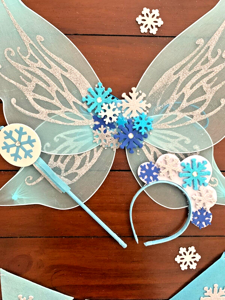 Snow Fairy Costume Set w/Wings, Wand, Tiara, Party Decor, Halloween | eBay