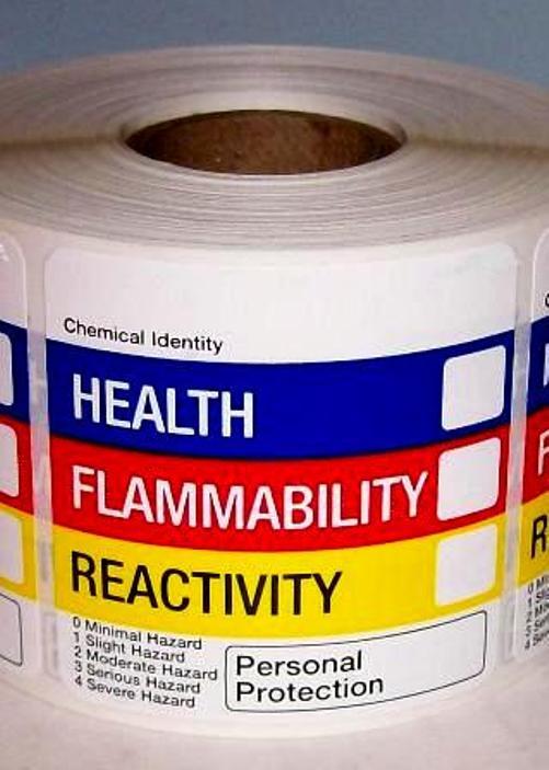 500 BIG 4x4 HMIS MSDS NFPA OSHA RIGHT TO KNOW LABEL STICKER CHEMICAL ...