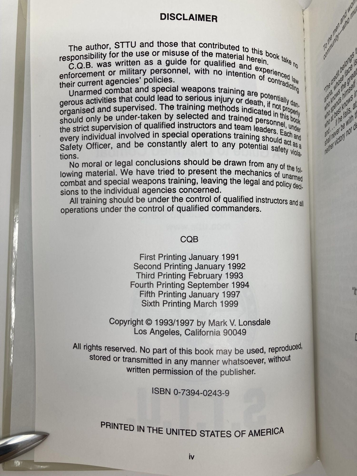 CQB A Guide to Unarmed Combat and Close Quarter Shooting by Mark V ...