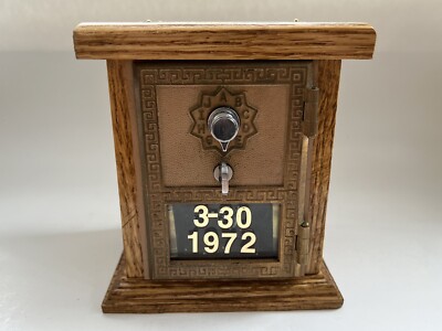 VTG OAK WOOD U.S. POST OFFICE PO MAIL BOX DOOR COMBINATION LOCK COIN ...