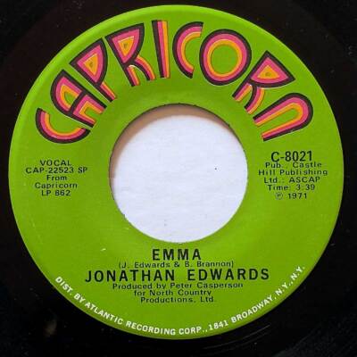Jonathan Edwards - Sunshine / Emma [7" 45 rpm Single] on Capricorn C ...