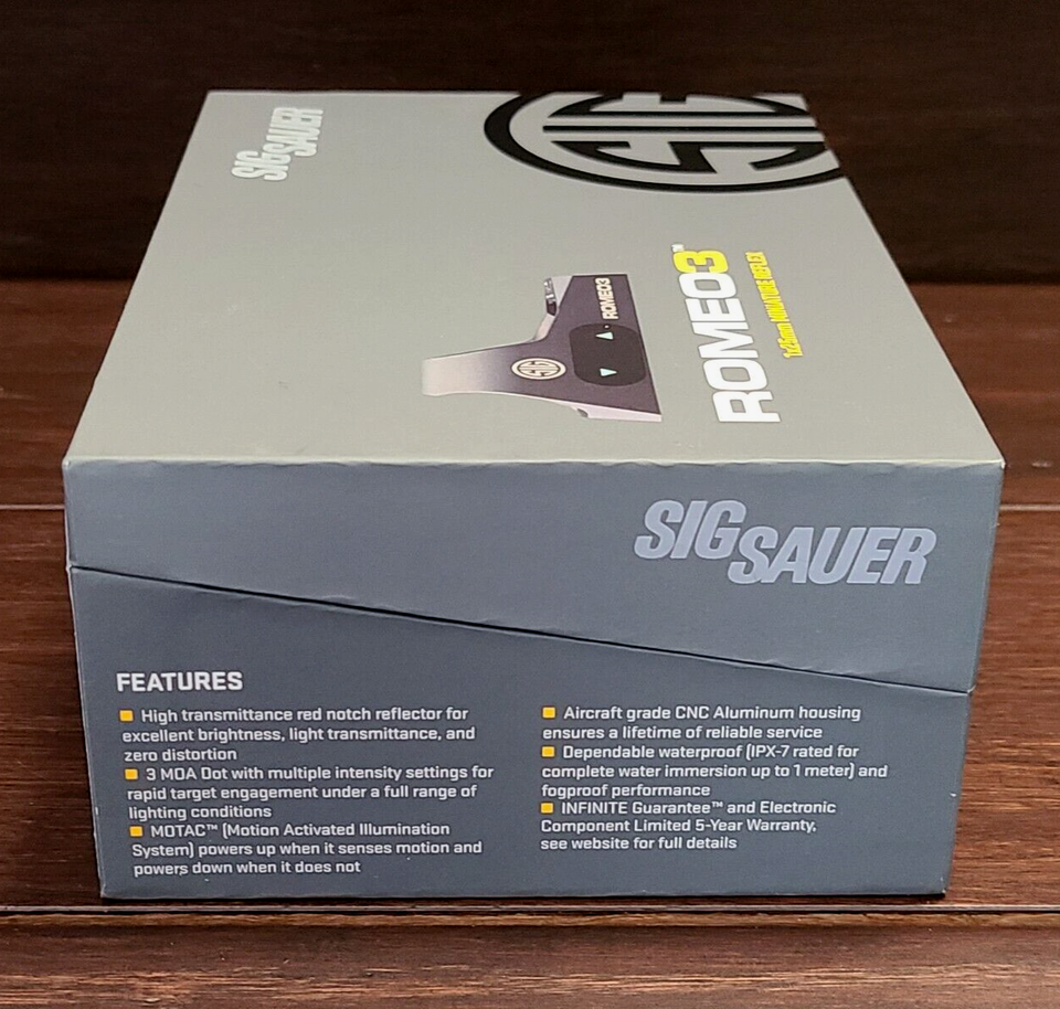 SIG SAUER Romeo3 Mini Reflex Sight w/Riser, 1x25mm, 3 MOA Red Dot ...