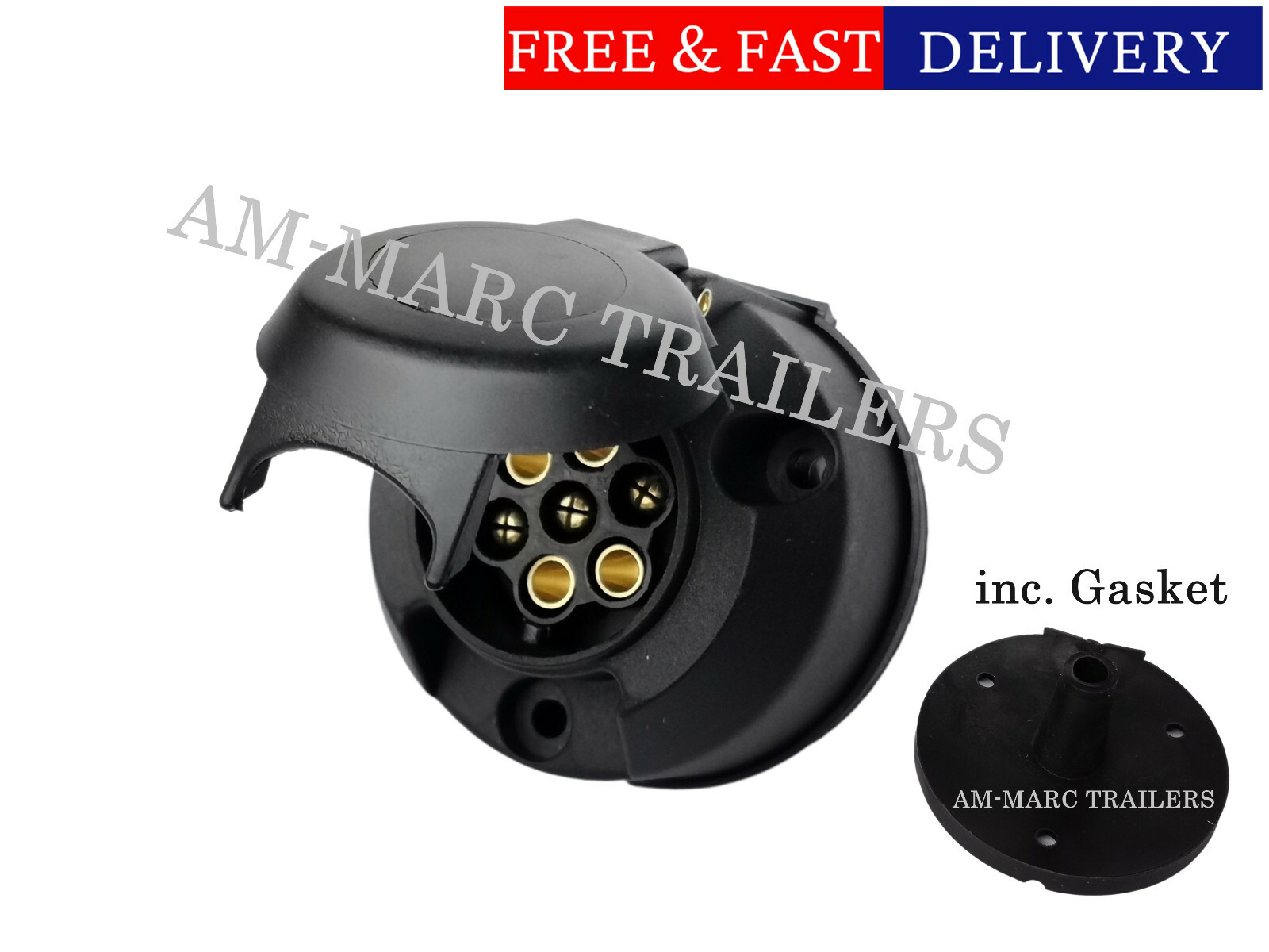 7 Pin Plastic Socket Caravan Trailer 12V Towing Towbar inc Gasket | eBay UK