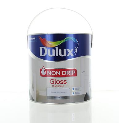 Dulux Non Drip Gloss Pure Brilliant White Paint 2.5L Wood/Metal ...