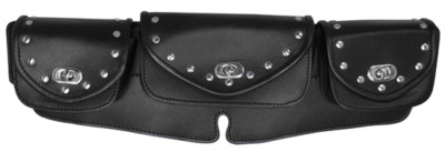 Black Leather Studded Fairing Windshield Bag Pouch For Harley Touring ...