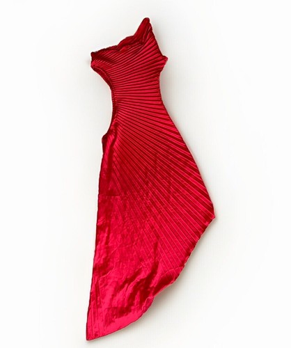 Kelly Obi Pleated Satin Gown Red Cutout One Shoulder Formal Sexy Maxi ...