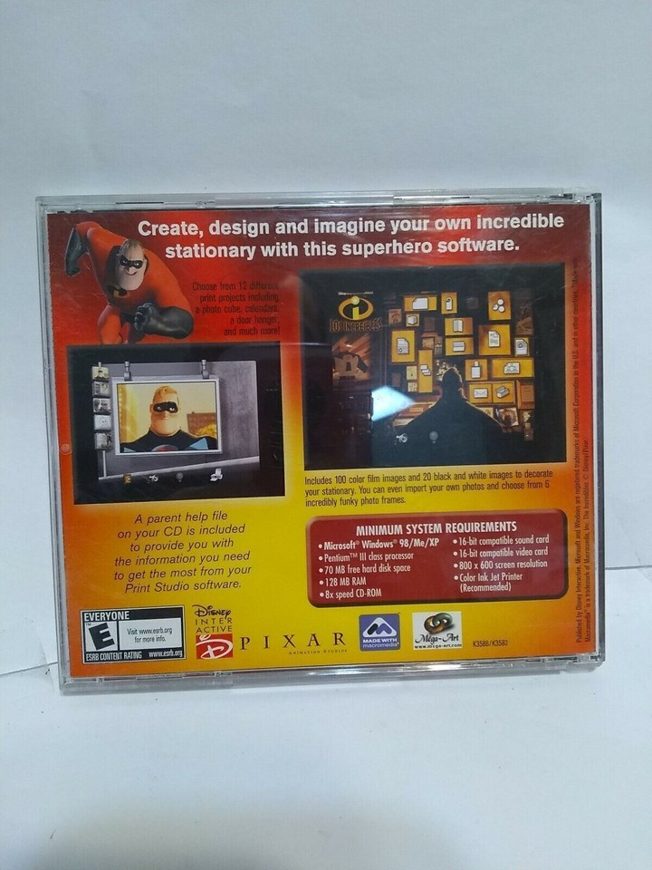 The Incredibles PC-CD ROM Print Studio by Pixar Computer Printing ...