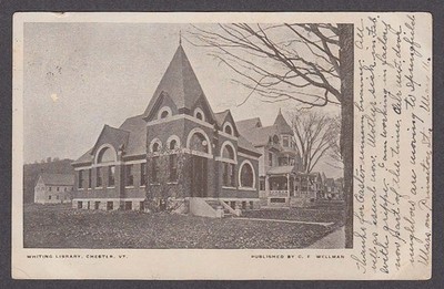 Whiting Library Chester VT undivided back postcard 1907 | eBay