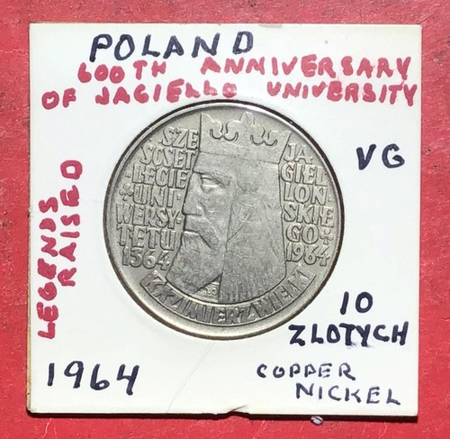 1364-1964 $10 Zlotych Poland Commemorative 600 Years of Jagiello ...