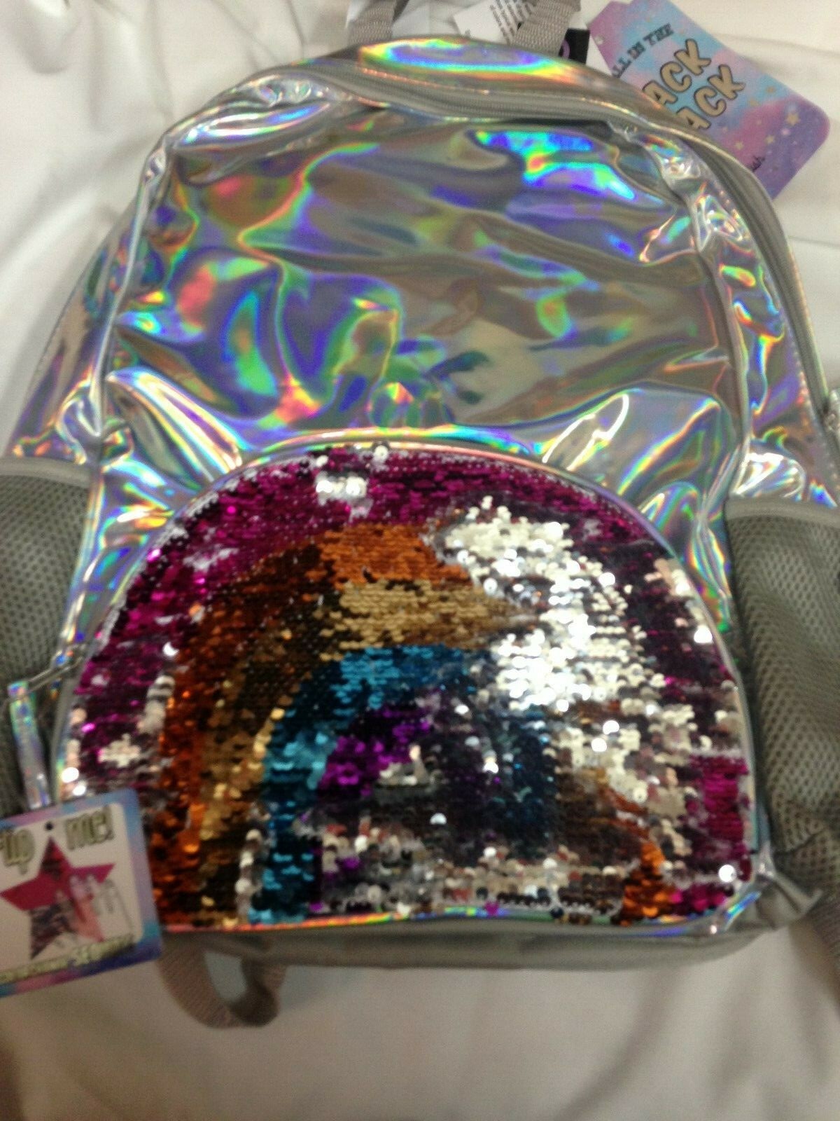 Mystic Apparel 17.5" Shiny Sequin Kids' Backpack - Iridescent/Rainbow ...
