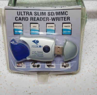 Zeikos SD MMC Card Reader/Writer Ultra Slim High Speed Professional ZE ...