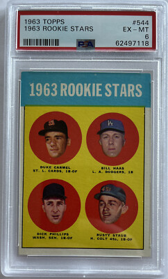 1963 Topps Rookie Stars #544 Rusty Staub, Colt 45’s, PSA 6 EX-MT (B75 ...