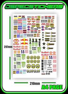 SCALE STICKER SHEET A4 R/C 1/10 DRIFT DRAG CAR JDM STICKERBOMB HPI MST ...