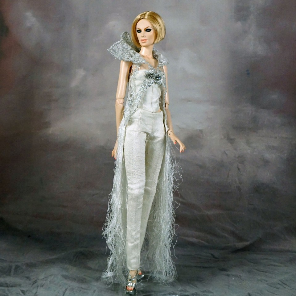 Devadoll 3-Piece White Silk Pants Bustier & Fringe Topper Outfit for Deva Dolls | eBay