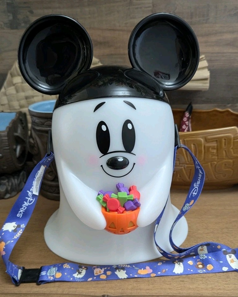 Brand New w Tab Disneyland Halloween Mickey Mouse Ghost Popcorn Bucket ...