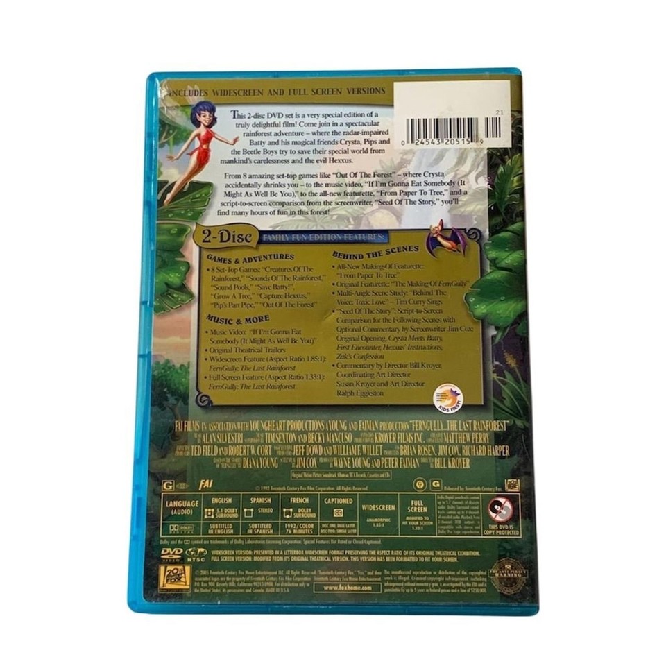 FernGully: The Last Rainforest Family Fun Edition DVD Animation Movie ...