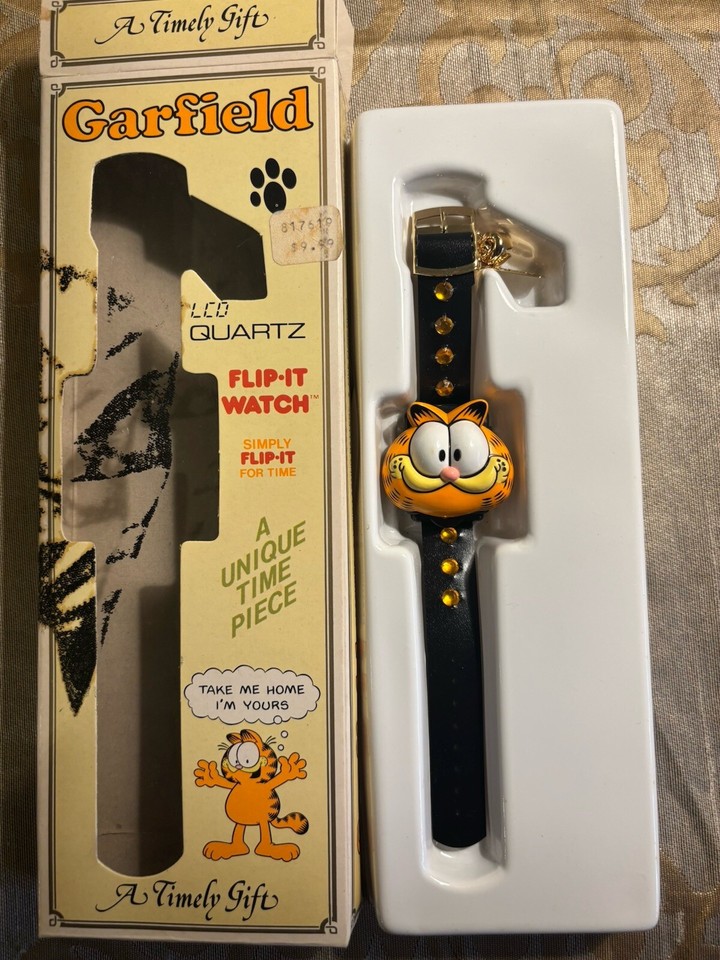 Vintage 1978 Garfield Lcd Quartz Flip-it Watch With Box | eBay