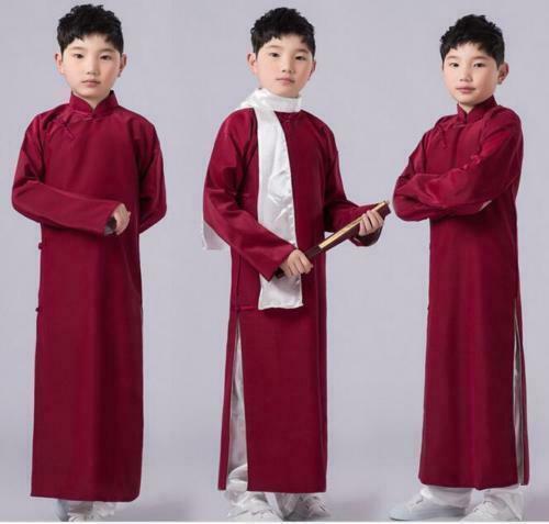 New Chinese Kids Ancient Mandarin Boys Robe Long Gown Ip Man Costume ...