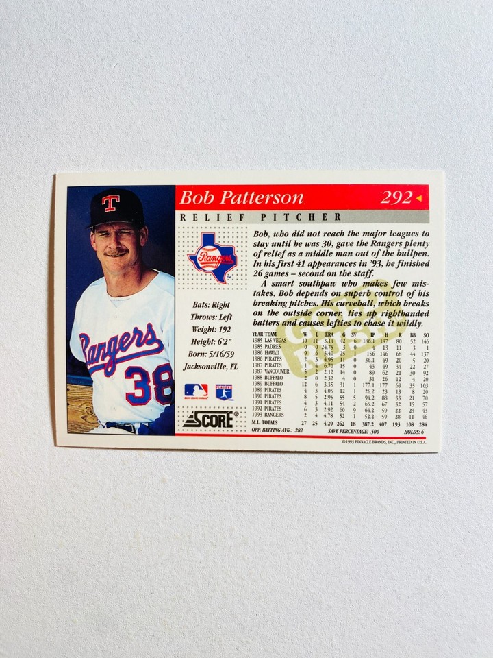 1993 SCORE GOLD RUSH #292 BOB PATTERSON NM-MT MLB BASEBALL CARD | eBay
