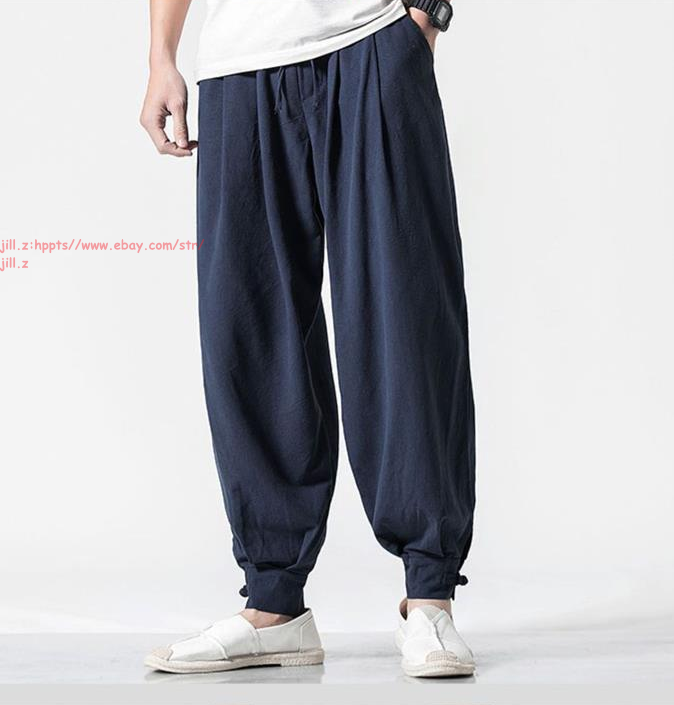 Buddhist Zen Martial Arts Cotton Linen Pants Unisex Shaolin Monk Kung ...