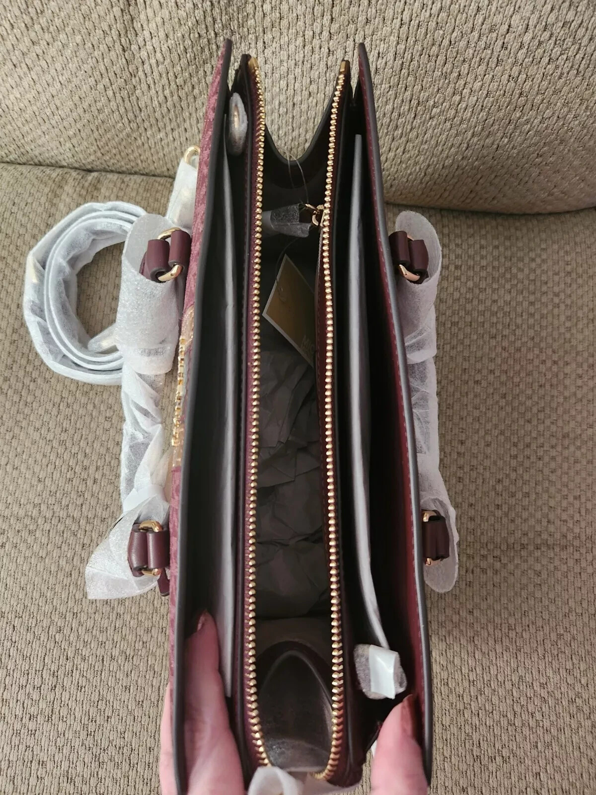 MICHAEL KORS SHEILA MEDIUM CENTER ZIP SATCHEL SHOULDER BAG MK ROSE GOLD ...