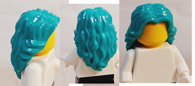 New LEGO Long Hair TURQUOISE Feathered Sides Center Middle Parted 70's ...